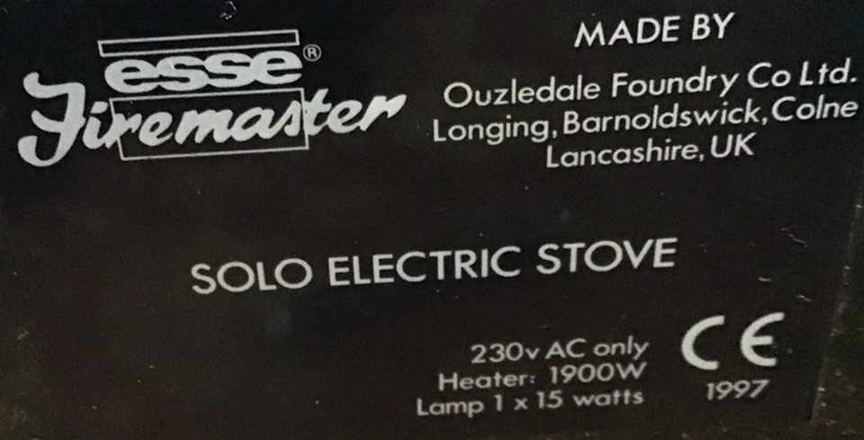Esse Black Cast Iron Firemaster Solo Electric Stove | eBay UK