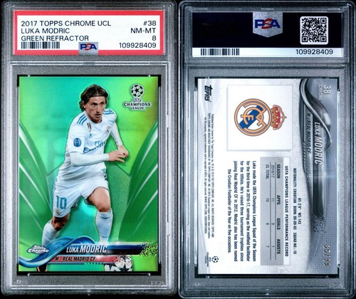 2017 Topps Chrome UCL Luka Modric Green Refractor /99 Real Madrid PSA ...