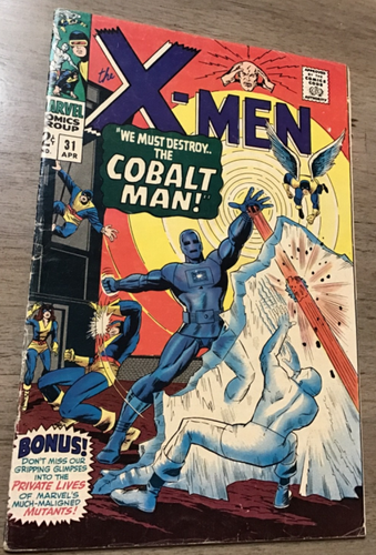 X-Men comic book #31 Marvel Beast Cyclops Cobalt Man 1967 Werner Roth ...