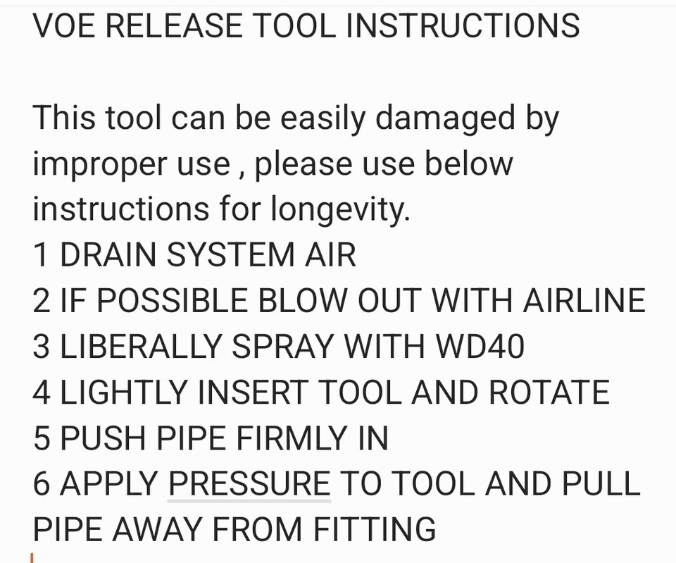 Raufoss Voe METAL TRUCK AIR PIPE RELEASE TOOL 6 8 10 12 15 16 STAINLESS ...