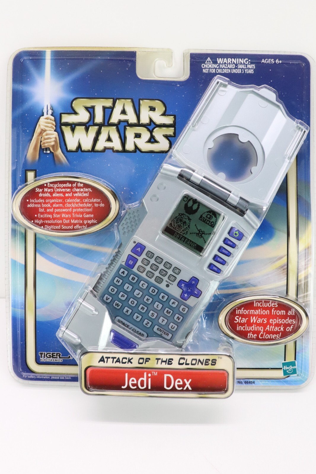 HASBRO TIGER STAR WARS JEDI DEX "Attack of The Clones" HANDHELD GAME ...