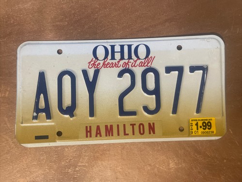 1999 Ohio License Plate # AQY 2977 Hamilton County | eBay
