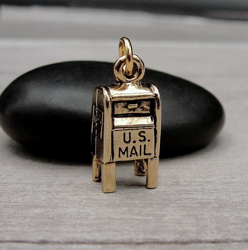 Gold Mailbox Charm - 3D Mailbox Pendant - Mailman Charm - Mail Lady ...