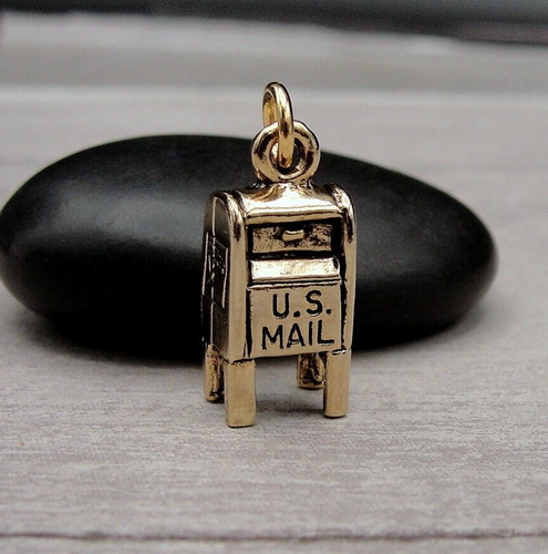 Gold Mailbox Charm - 3D Mailbox Pendant - Mailman Charm - Mail Lady ...