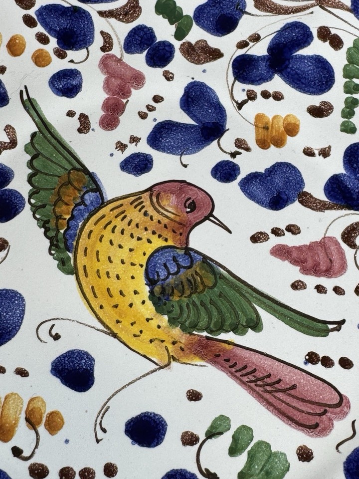 Deruta Scalloped Bowl Made In Italy 10” Hand Painted Floral Bird ...