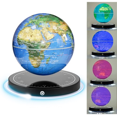 Floating Globe, Magnetic Levitating Globe with LED Light, 360° Rotating ...
