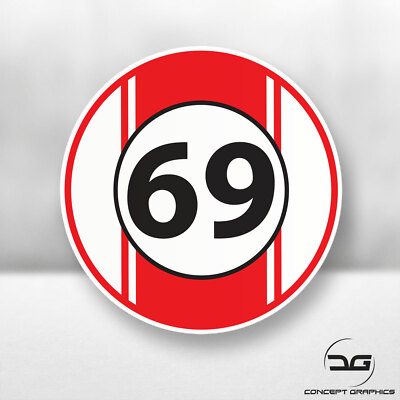 69 Round Number Classic Racing Car Motorbike Window Bumper Vinyl Decal ...