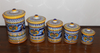 DERUTA ITALIAN POTTERY GEOMETRIC 5 PCS CANISTERS SET | eBay
