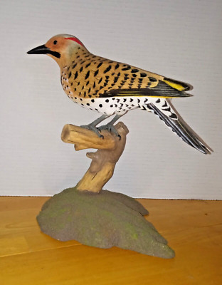 Hand Carved Signed Northern Flicker Bird Driftwood Folk Art; | eBay UK