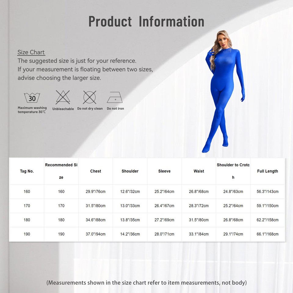 Women Long Sleeve Bodysuit Leotard Full Body Unitard Bodycon Jumpsuit ...