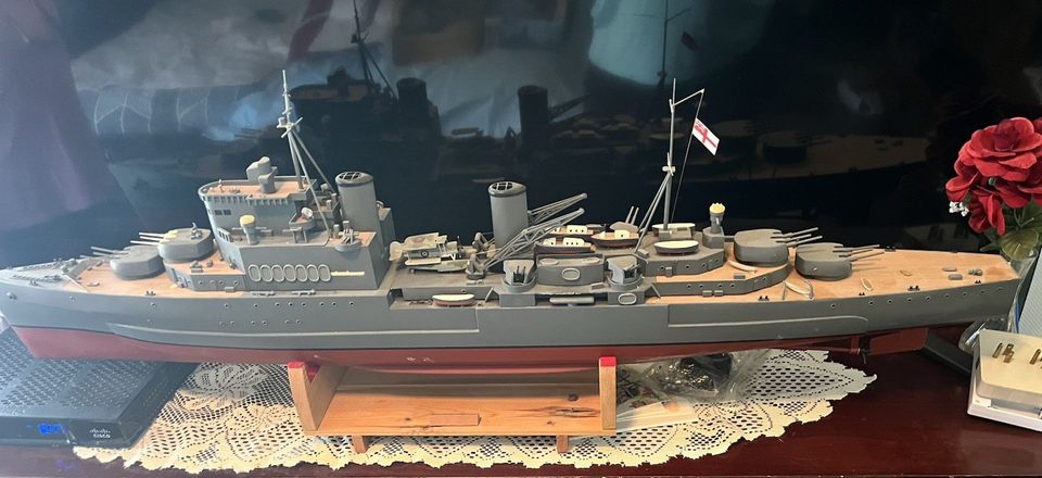 Large 47" LONG Wooden Model British WW@2 Cruiser HMS FIJI $500 | eBay