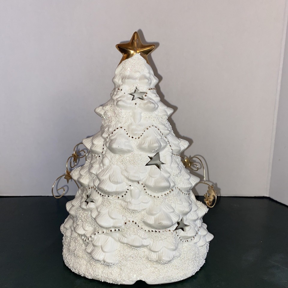 Lamp Spaghetti Porcelain Christmas Tree Star Santa Bear Snowman White ...