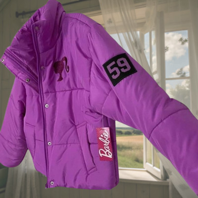 NWT Barbie Pink Puffer Jacket XS – Signature Barbie Logo & Iconic ...