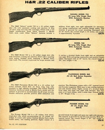 1971 Print Ad of Harrington & Richardson H&R Model 755 760 865 & 750 ...