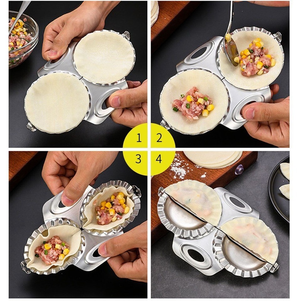 Double Dumpling Press Mold Empanada Gyoza Puff Pie Mold Maker Stainless ...