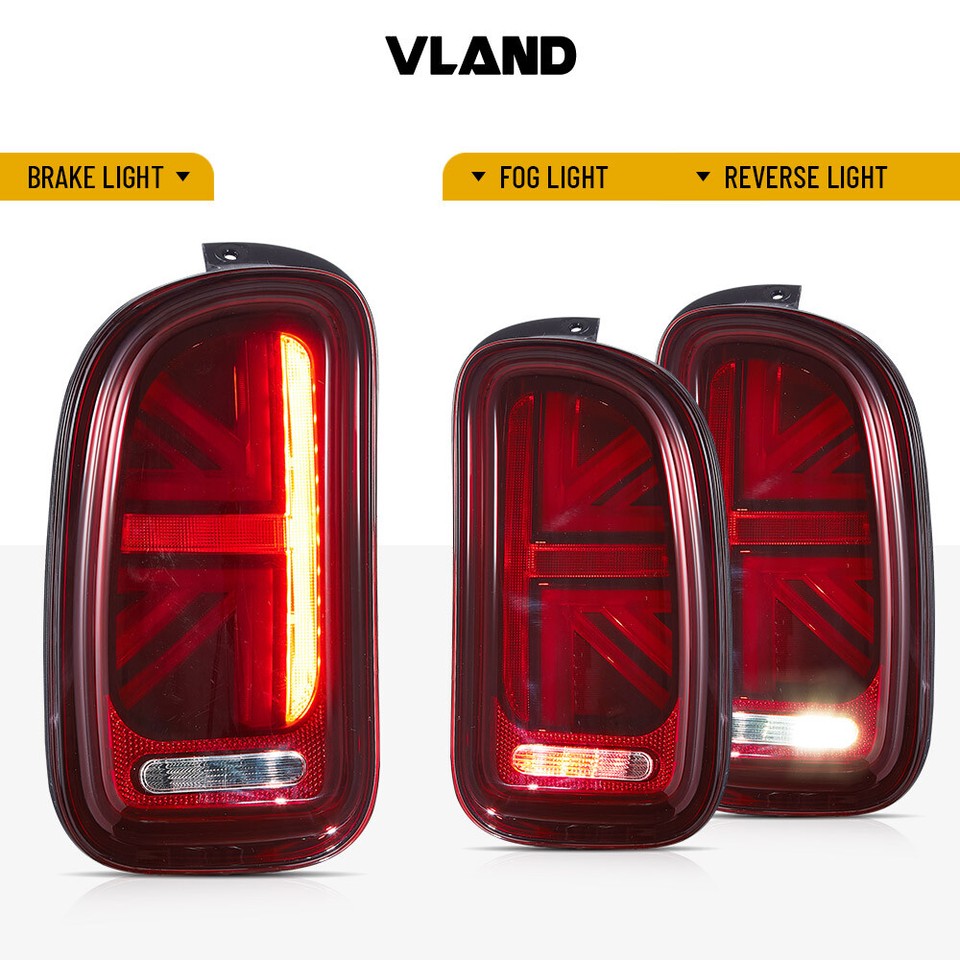 VLAND Red Lens LED Tail Lights For 2007-2013 MINI Cooper Clubman Rear ...