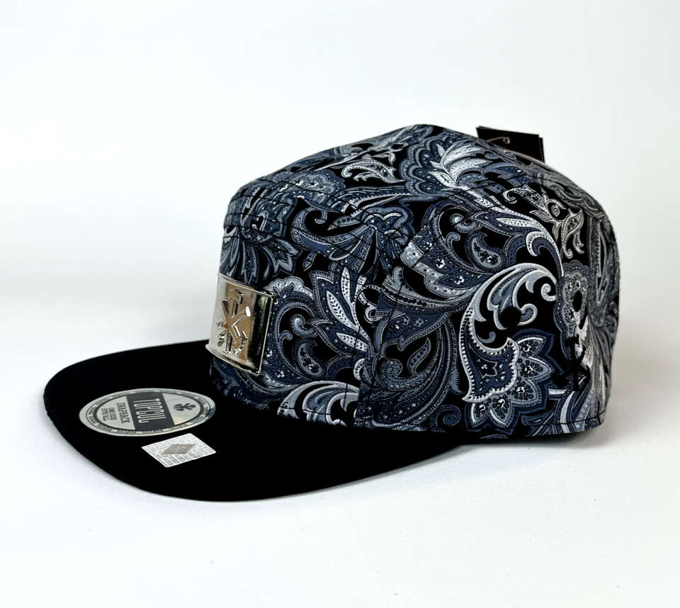 TopCul 5 Panel Imagine Strapback Baseball Cap Hat Paisley Grey White ...