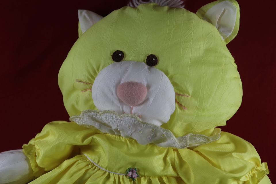 Vintage Fisher Price Puffalump Yellow Cat Plush 8002 Nylon Stuffed ...
