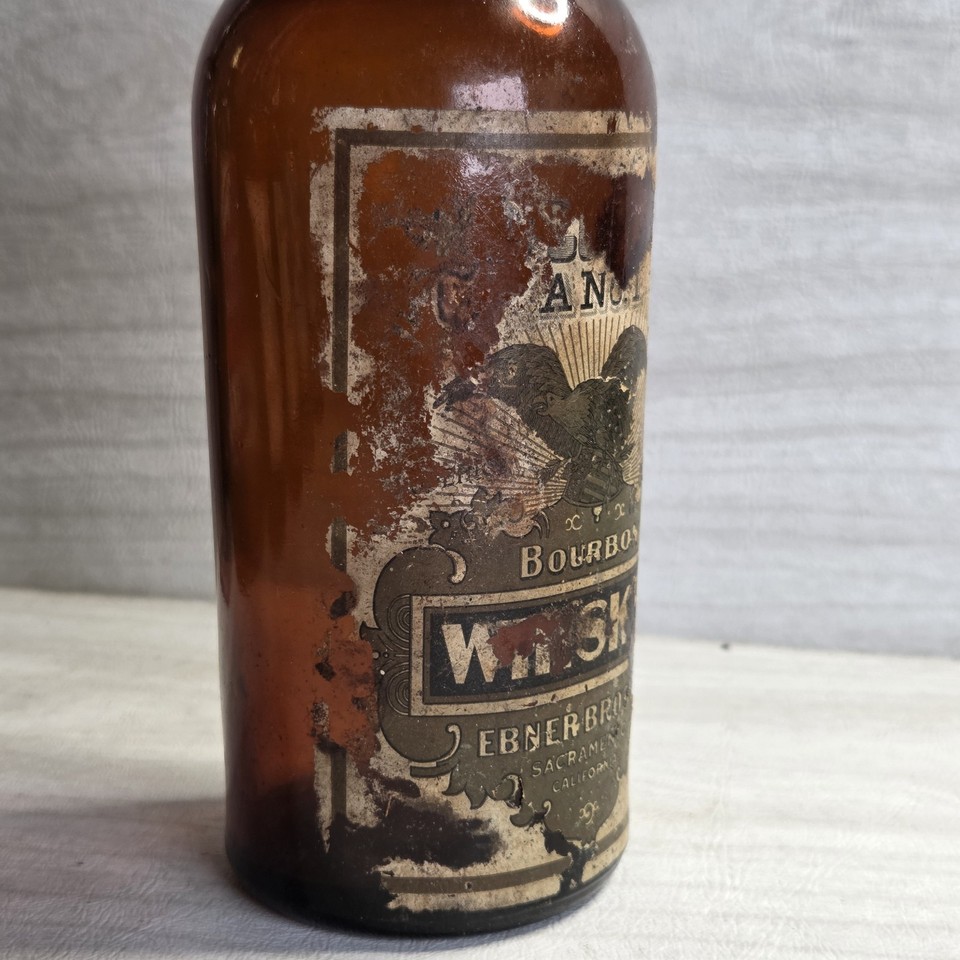 Ebner Bros. Partial Label WESTERN WHISKEY CYLINDER AMBER BOTTLE ...