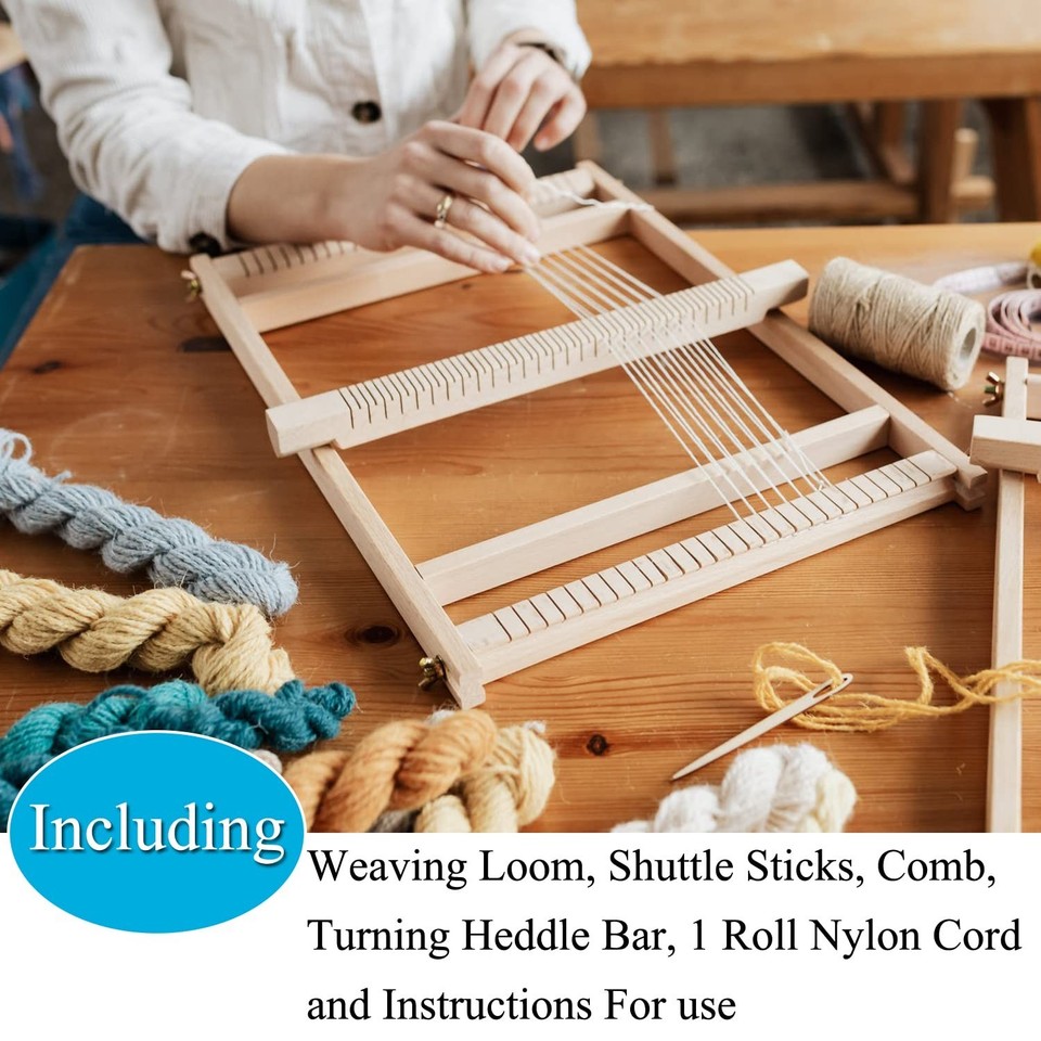 Weaving Loom Kit, 15.2"H x 9.85"W Wooden Tapestry Looms, Warp Frame ̴ ...