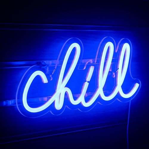 Neon Sign Blue Led Sign Chill Neon Wall Sign 14x 7 Led Neon Sign Word ...
