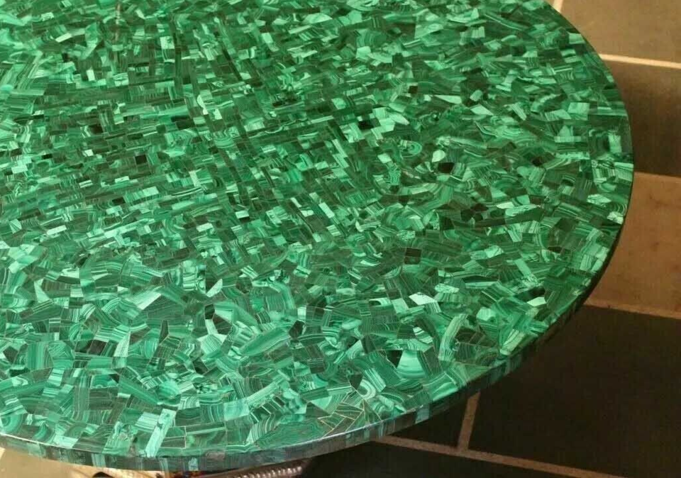 24" Round Green Malachite Center Tabletop Luxury Mosaic Gemstone ...