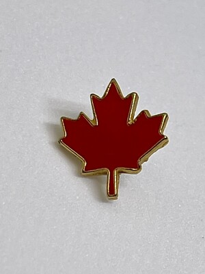 Canada Red Maple Leaf Pin Gold Tone Enamel Lapel Hat Pinback Tie Tack ...