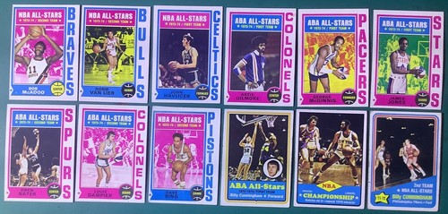 (12) 1973-74 John Havlicek Artis Gilmore Louie Dampier NBA ABA Topps ...