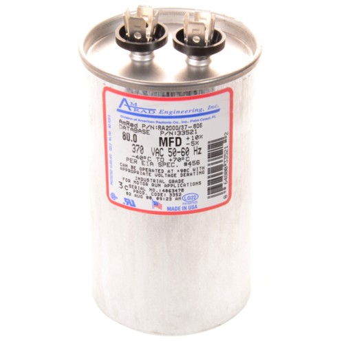 Amrad Capacitor Round 80.0 MFD +10% -5% 370 VAC 50-60 Hz RA2000/37-806 ...