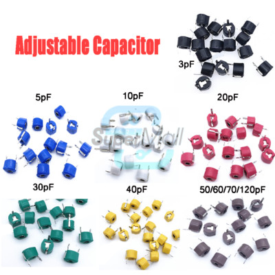 10/100PCS Adjustable Trimmer Capacitors 6mm DIP 3/5/10/20/30/40/50/60 ...