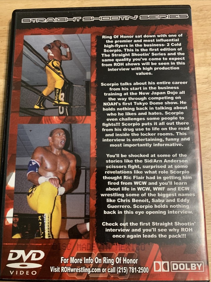 ROH Ring of Honor Straight Shootin Series DVD With 2 Cold Scorpio 7.30. ...