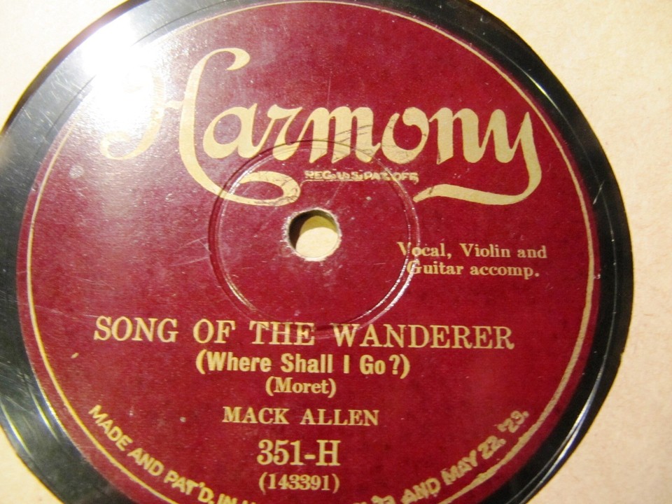 1927 Mack Allen HOBO SONG Muddy Water MISSISSIPPI MOAN/ Song of the ...