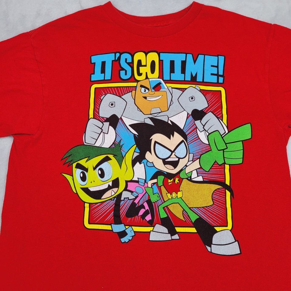 Teen Titans Go Shirt Boys XXL Red Cotton Crewneck Cartoon Network DC ...
