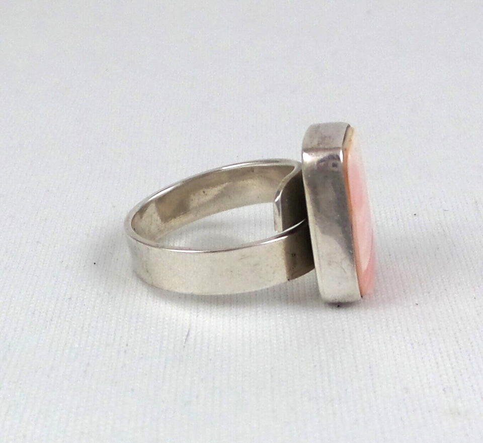 Sterling Silver 925 Trapezoid Pink Shell Ring ~ Size 8 | eBay