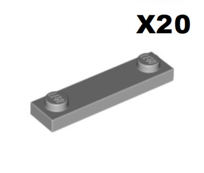 Lego ® Lot 20 Plaque 2 Tenon Plate 1 x 4 with Two Studs Med Stone Grey ...