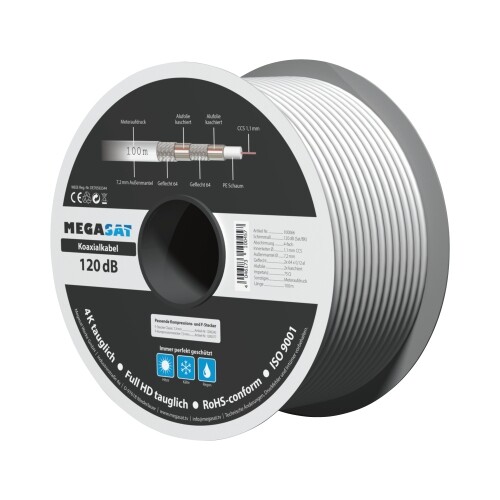 Megasat Koax 120dB Kabel 100m Koaxialkabel Koaxkabel | eBay.de