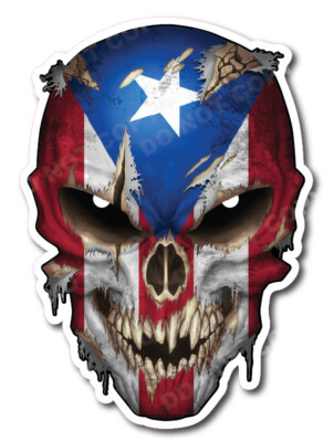 4pk Puerto Rico State Flag Skull Decal Sticker Country Bumper Window ...