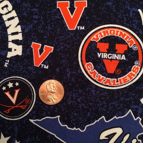 NCAA University of Virginia UVA Cotton Fabric 1/4, 1/2, Yard, 44"W Face ...
