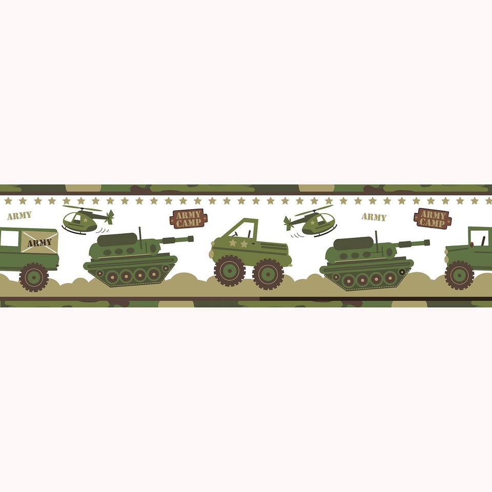 ARMY CAMP WALLPAPER BORDERS A12804 EXCLUSIVE TANK CAMOUFLAGE | eBay