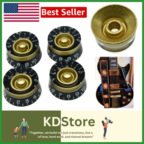 Set of 4 Black with Gold Custom Guitar Control Knobs for Epiphone Les ...