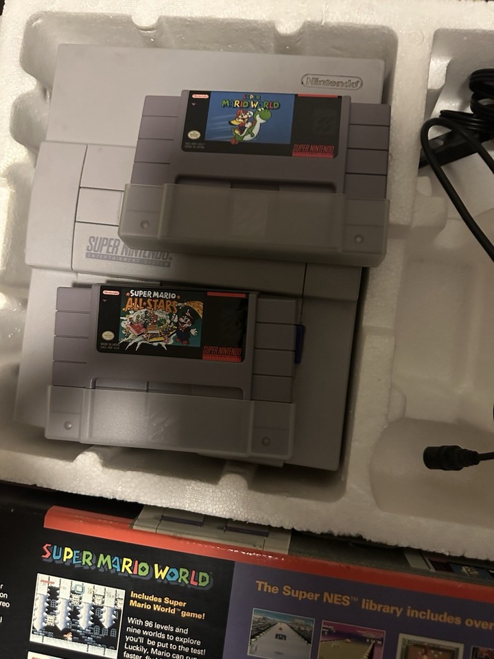 Super Nintendo SNES Super Set Console Mario All Stars CIB Box Serial #s ...