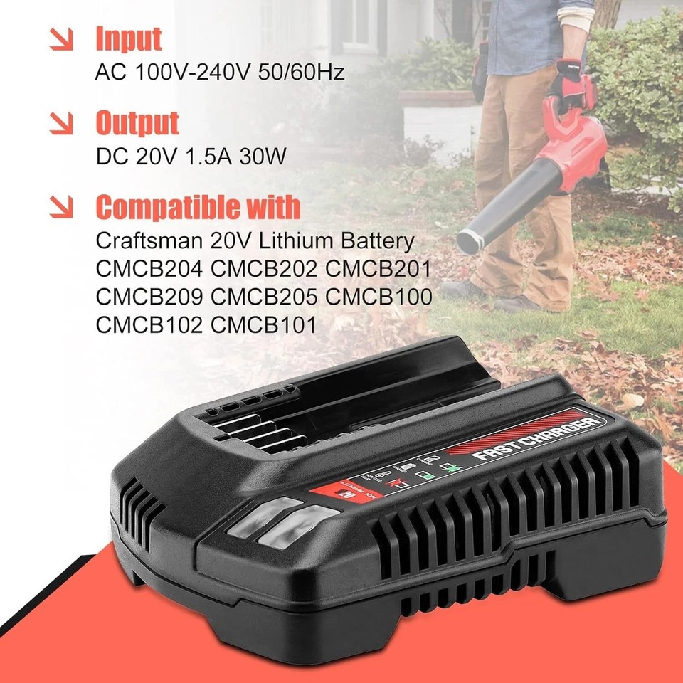 2PACK 20Volt For Craftsman V20 8.0Ah Li-ion Battery CMCB204 CMCB202 ...