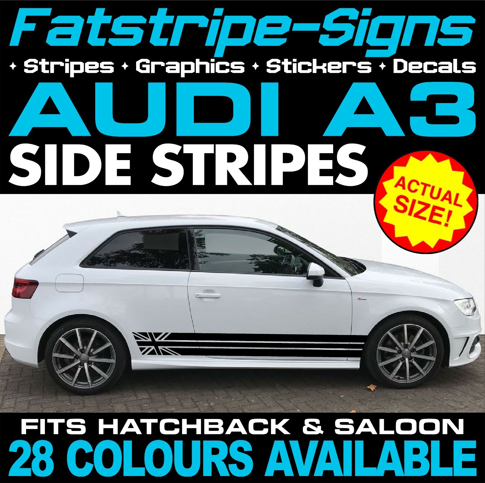 to fit AUDI A3 STRIPES GRAPHICS STICKERS DECAL CAR VINYL HATCHBACK ...