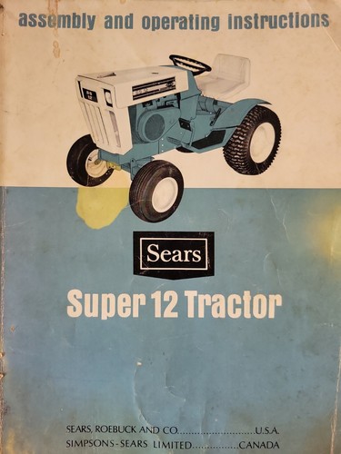 Sears Suburban SUPER SS 12 h.p. Lawn Garden Tractor 1968 Owners Manual ...