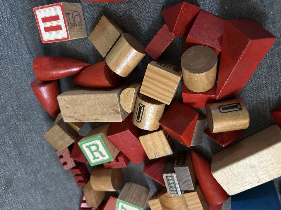 Vintage Wooden Building Blocks - mixed colors and shapes - children’s ...
