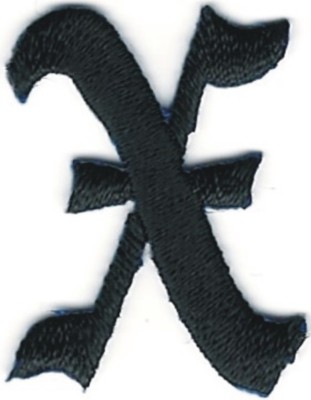 1 1/8" Fancy Black Old English Alphabet Letter X Embroidered Patch | eBay