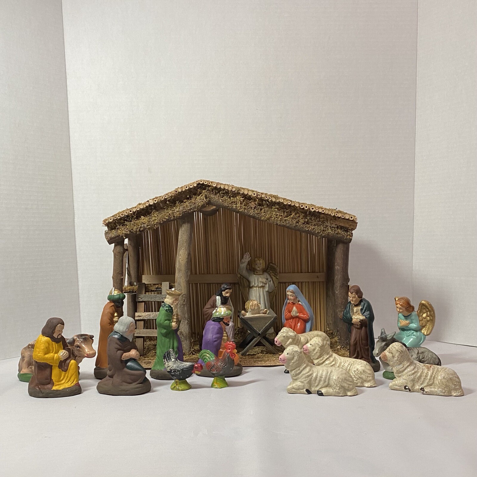 Vintage Japanese Nativity Set w/19 Figures & Creche, Hand Painted ...
