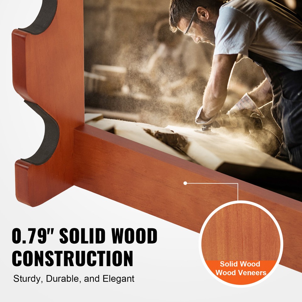 VEVOE Gun Rack 5-Slot Wood Gun Rack Wall Mount Gun Display Rack holds 5 ...