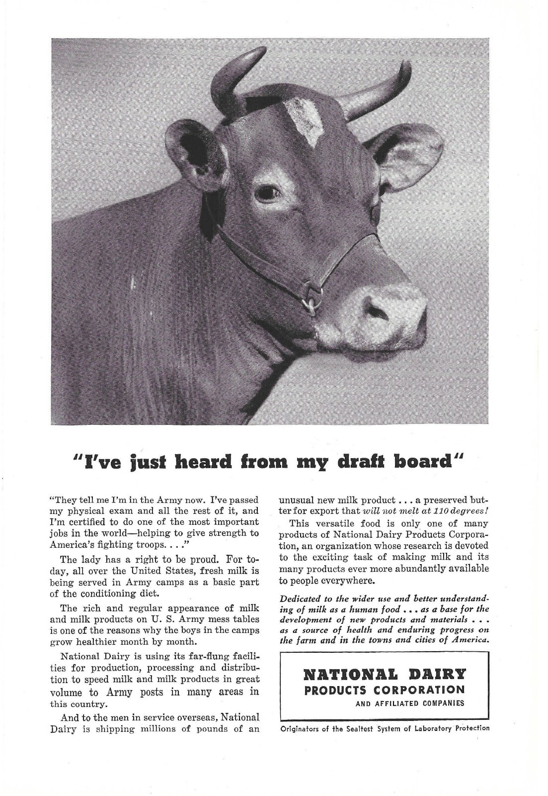 1942 National Dairy Products Corporation Vintage Print Ad WW2 WWII ...