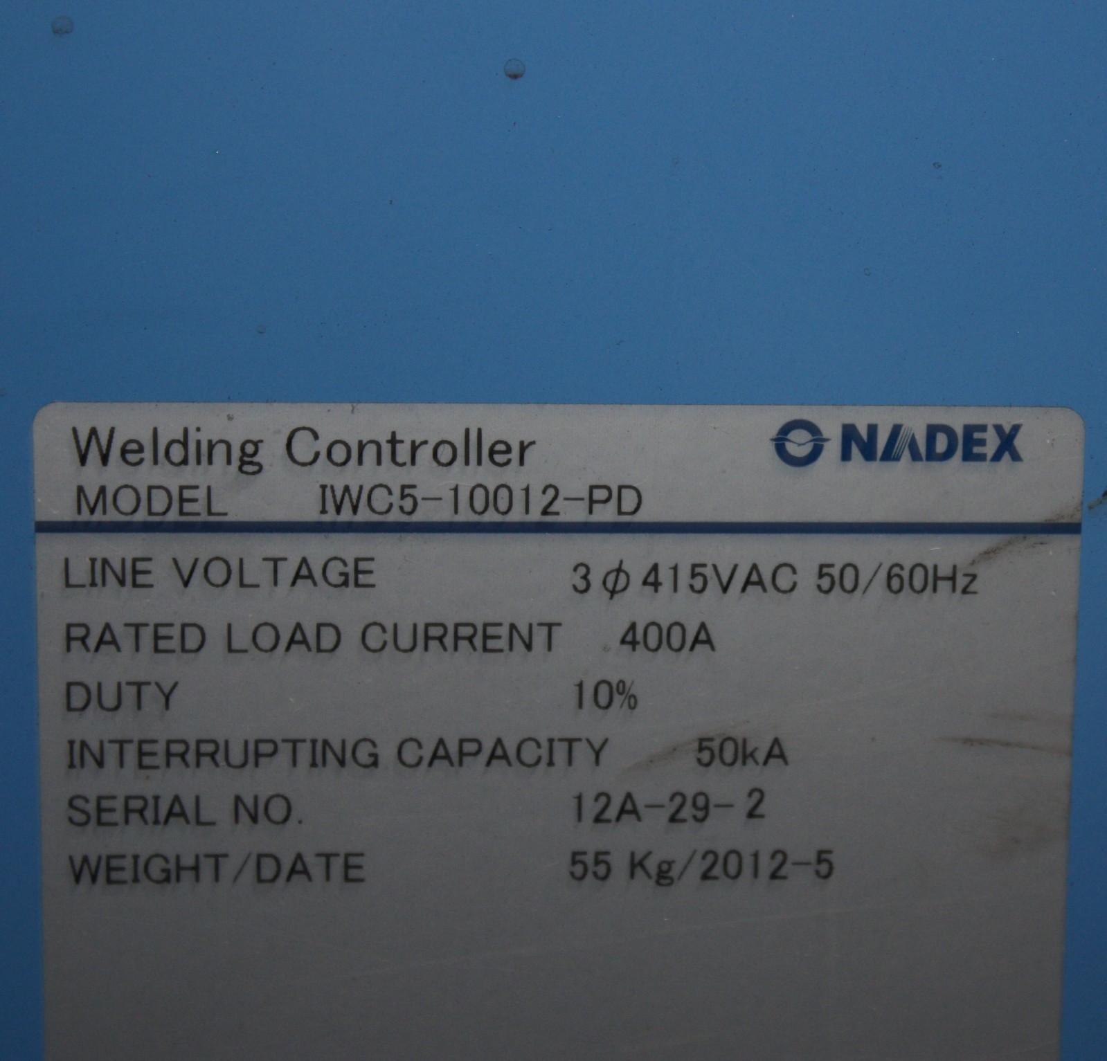 NADESCO Nadex IWC5-10012-PD 3 phase DC spot resistance weld welding ...